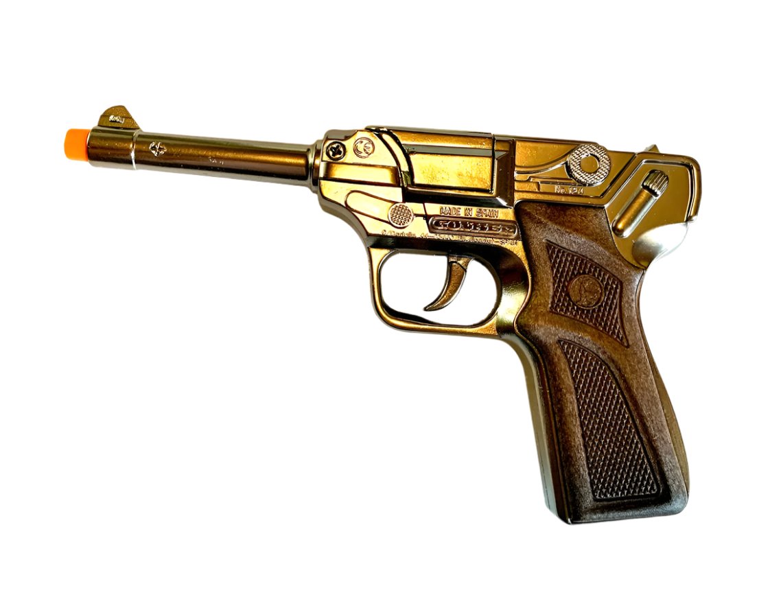 Gonher German Luger Style Pistol 8 Shot Die-Cast Cap Gun - Silver Fini ...